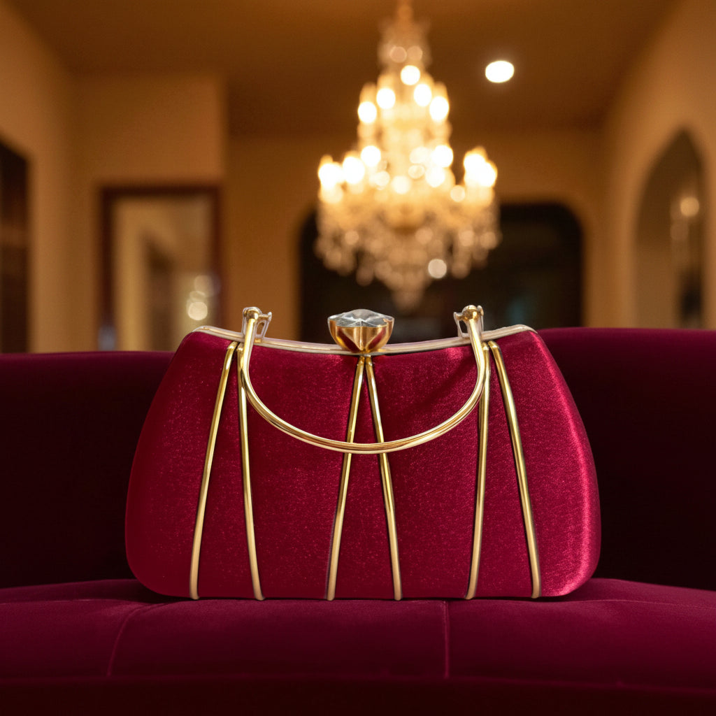 Burgundy Velvet Crown Handbag – Snacher